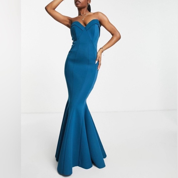 ASOS | Dresses | Asos Design Blue Strapless Mermaid Dress Sz 6 New | Poshmark